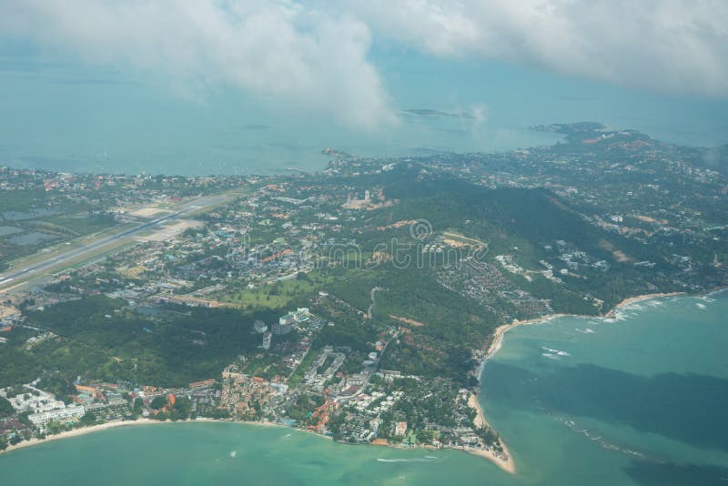 Koh samui aerial view stock image. Image of sand, clear - 138378623