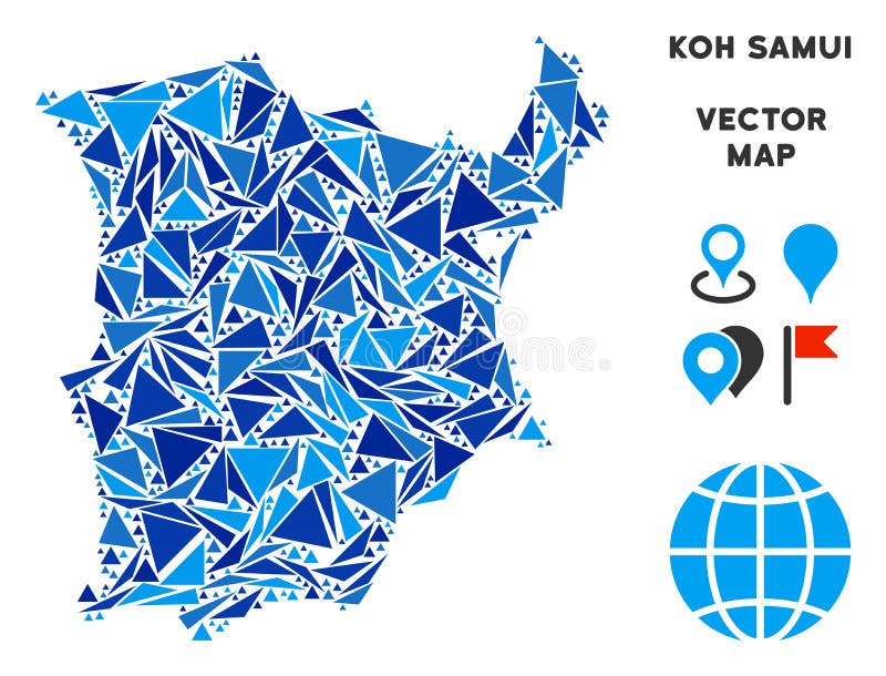 Blue Triangle Koh Samui Map Stock Vector - Illustration of cartography ...
