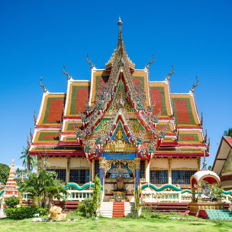 Facade of a Buddhist Temple on the Island of Koh Samui, Thailand ...