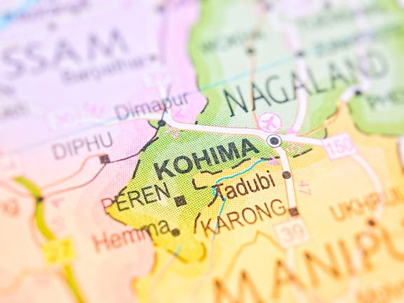 Kohima on a Map of India with Blur Effect Stock Image - Image of ...