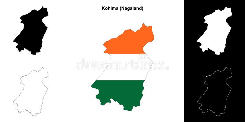 Kohima District Nagaland State, Republic of India Map Vector ...