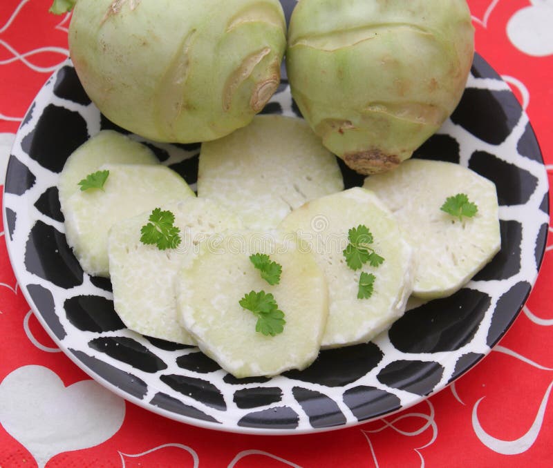 Kohlrabi Cut into Slices and White Background Stock Photo - Image of ...