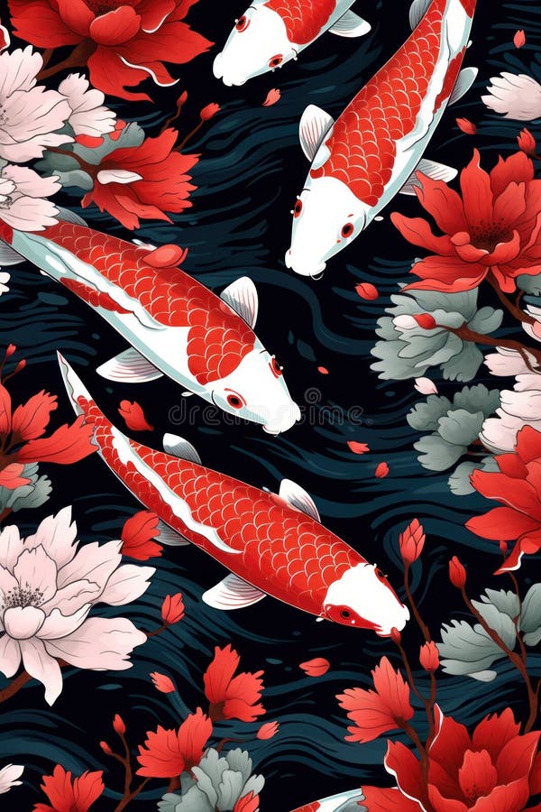Koi Carp Fish Japanese Background for Poster Stock Photo - Image of ...
