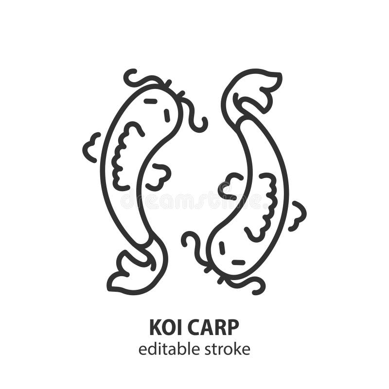 Koi Carp Line Icon. Koi Fish Vector Symbol Stock Vector - Illustration ...