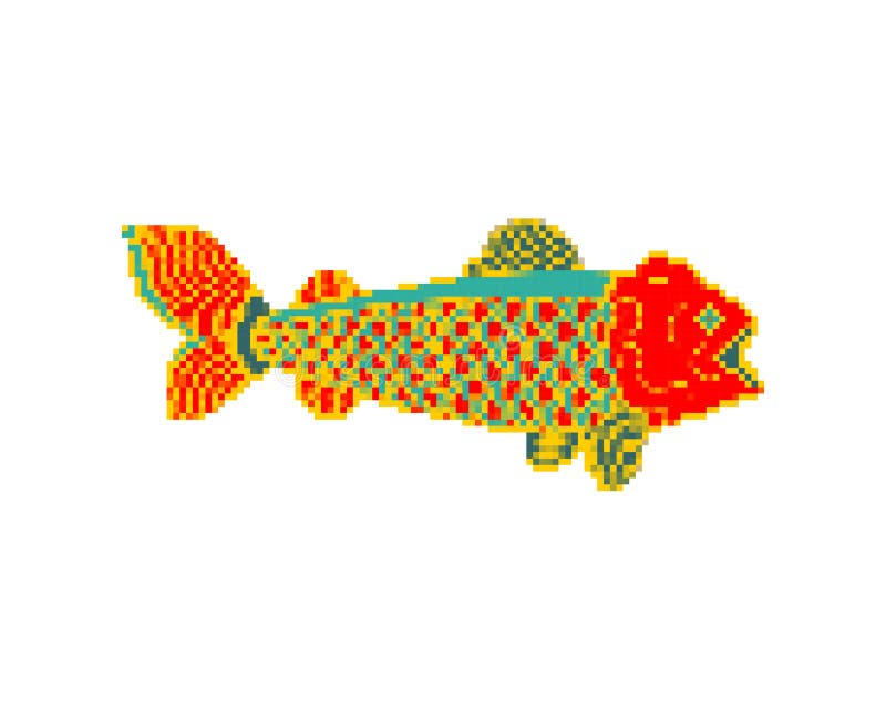 Koi Carp Pixel Art. 8 Bit Japanese Goldfish Stock Vector - Illustration ...