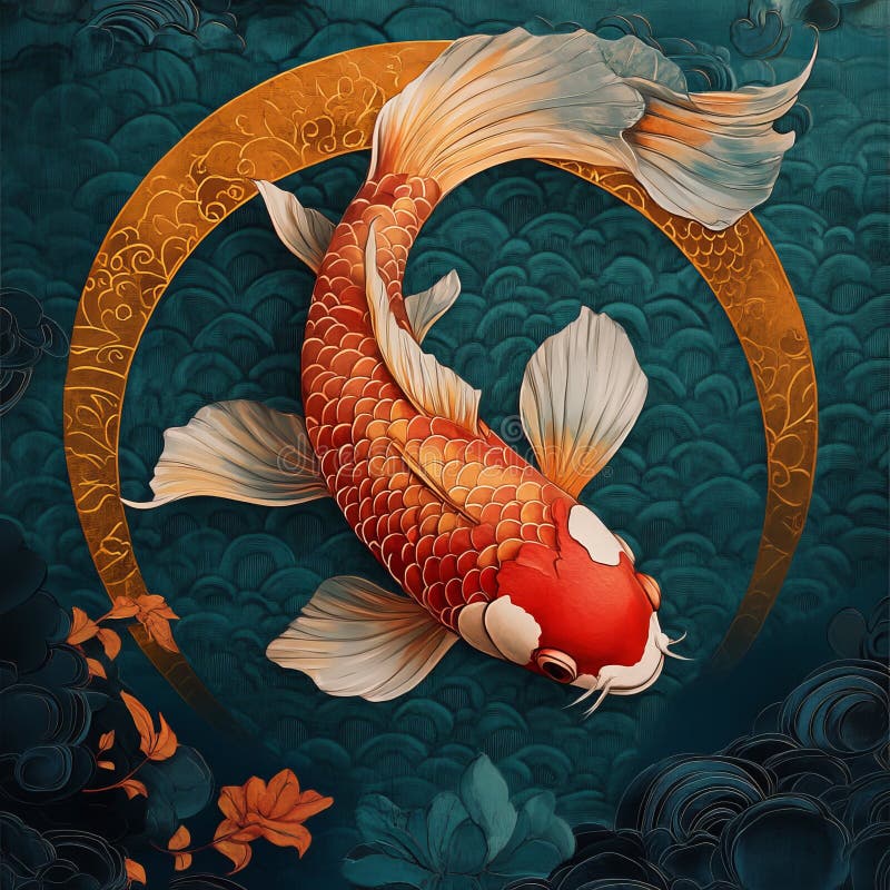 Koi Fish in the Circle. Goldfish. Vector Illustration Stock ...