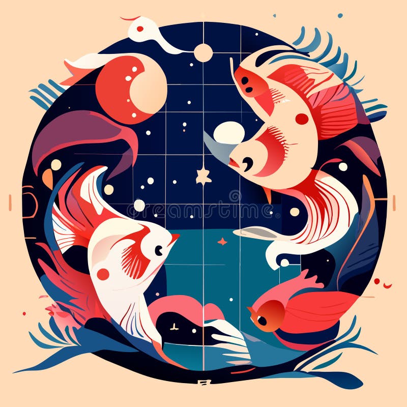 Koi Fish in the Circle. Vector Illustration in Flat Style Stock Vector ...