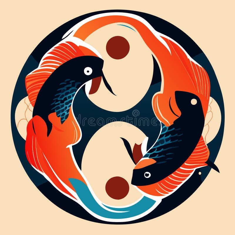 Koi Fish in the Circle. Vector Illustration in Flat Style Stock Vector ...