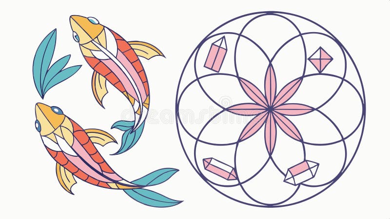 Koi Fish and Circular Geometric Pattern Design Vector Design Generative ...