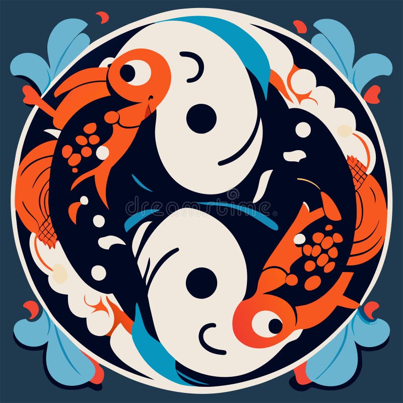 Koi Fish in the Form of a Circle. Vector Illustration Stock Photo ...
