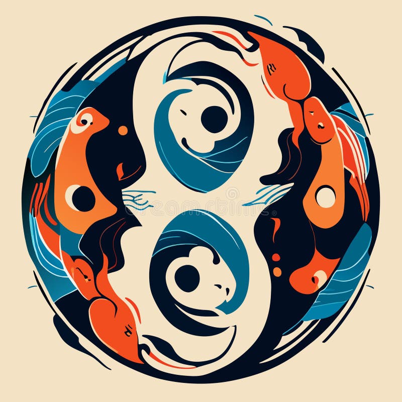 Koi Fish in the Form of a Circle. Vector Illustration Stock Photo ...