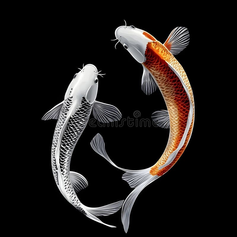 Koi Fish Illustration: Dynamic Duo Stock Illustration - Illustration of ...