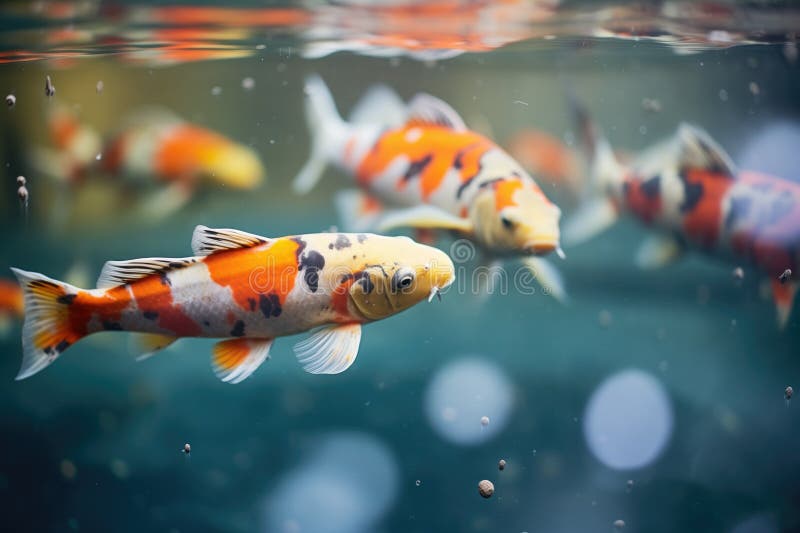 Koi Fish with Orange Spots in a Clean Pond Environment Stock Image ...