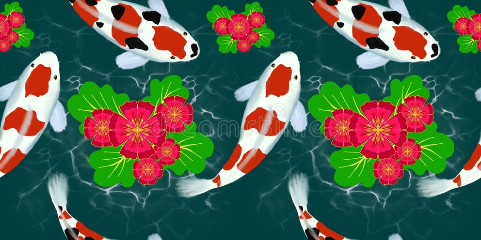 Koi Fish Pattern for Fabric and Printing Stock Illustration ...