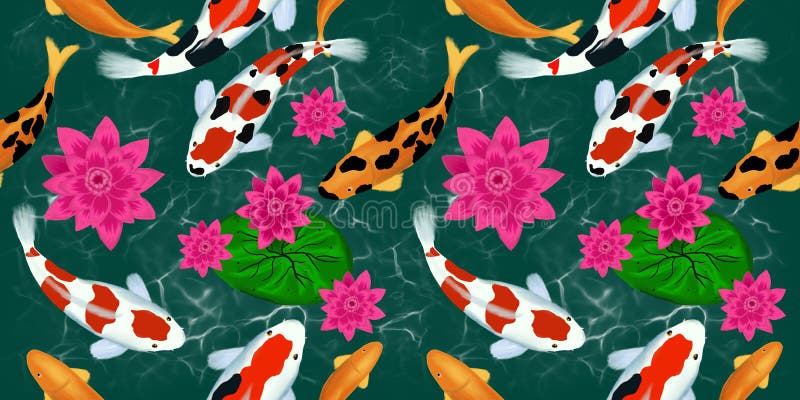 Koi Fish Pattern for Fabric and Printing Stock Illustration ...
