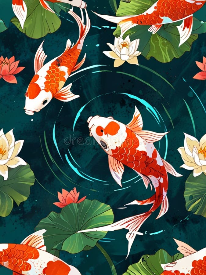 Koi Fish Pattern Generated with AI Stock Image - Image of sketch, bird ...