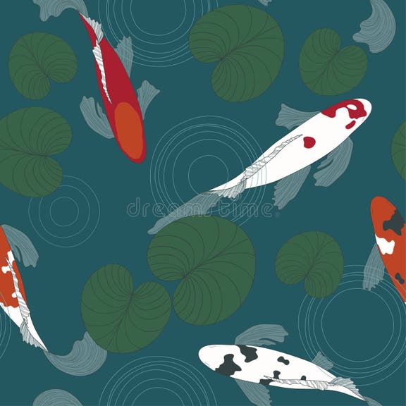 Koi Fish in Pond stock vector. Illustration of animals - 12914848