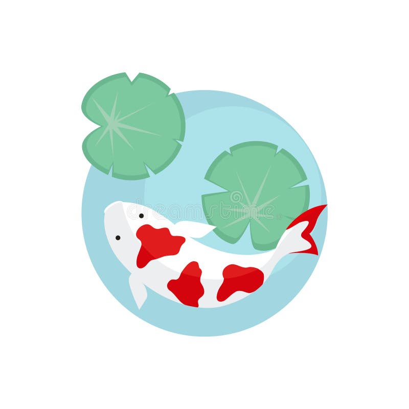 Koi fish pond icon vector stock vector. Illustration of plants - 188460215