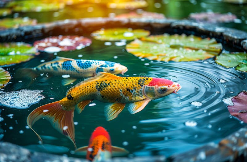 Koi Fish in the Pond. Majestic Koi Fish Gracefully Swimming in a Clear ...