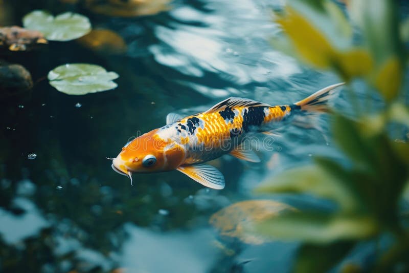 Koi Fish in Pond stock image. Image of peaceful, decorative - 374212715