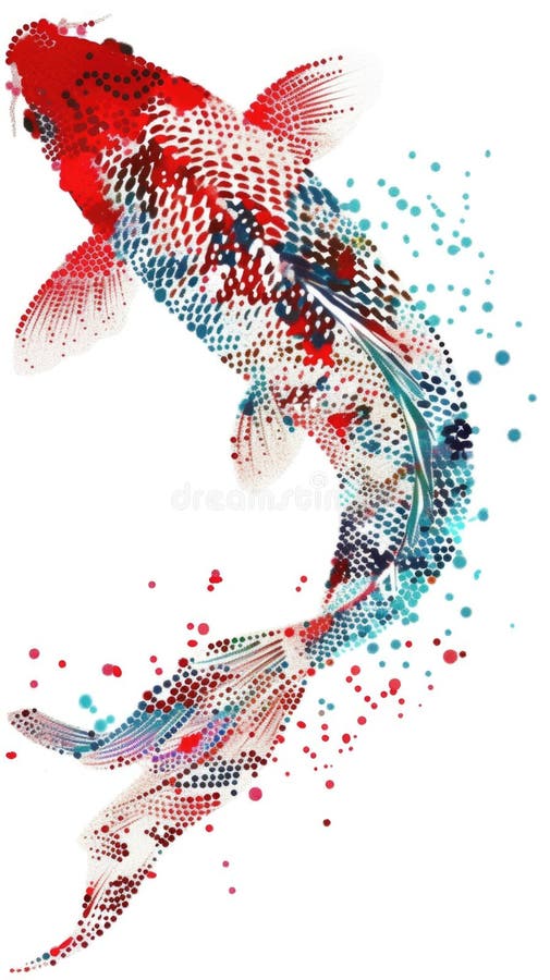 A Koi Fish with Red, White, and Blue Colors Stock Illustration ...