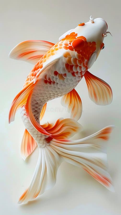 A Koi Fish is Shown on a White Surface Stock Image - Image of generated ...