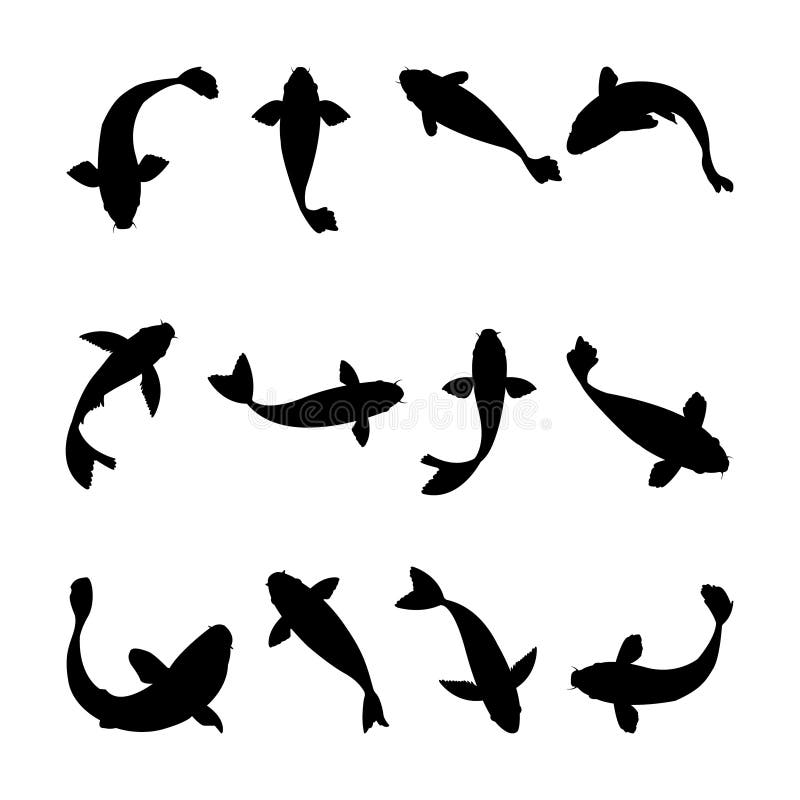 Set of Koi Fish Silhouette stock vector. Illustration of flat - 259942143