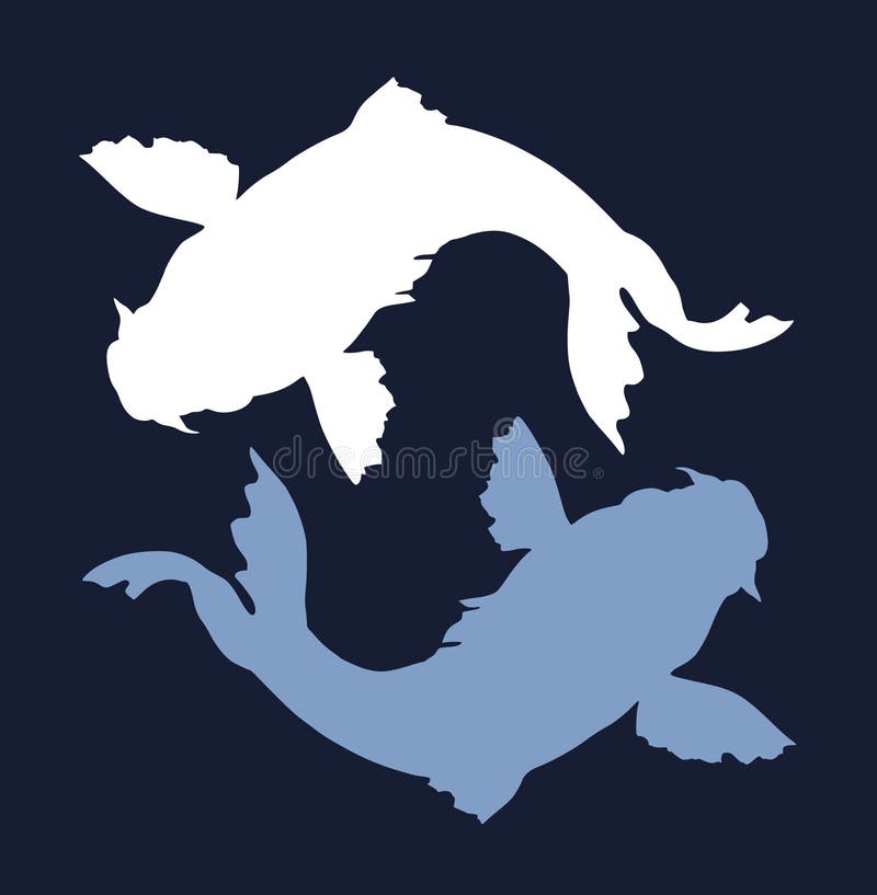 Koi Fish Silhouette Swimming in Abstract Circular Motion Stock ...