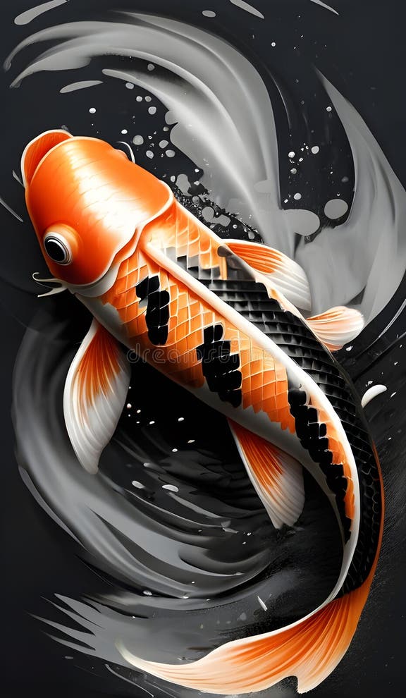 Koi Fish with Splash Effect Stock Illustration - Illustration of japan ...