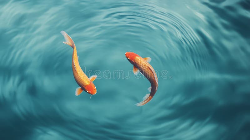Koi Fish Swimming Gracefully in Tranquil Water, Creating Ripples Stock ...