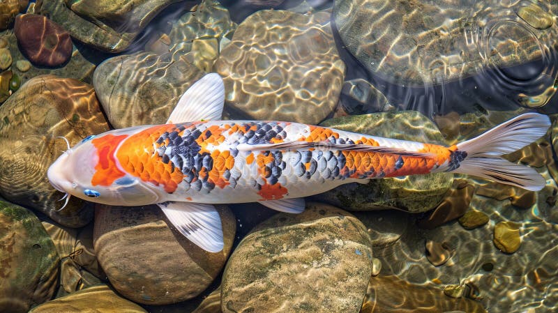 Koi Fish Swimming in Pond, Koi Fish Swimming in Pond Stock Illustration ...