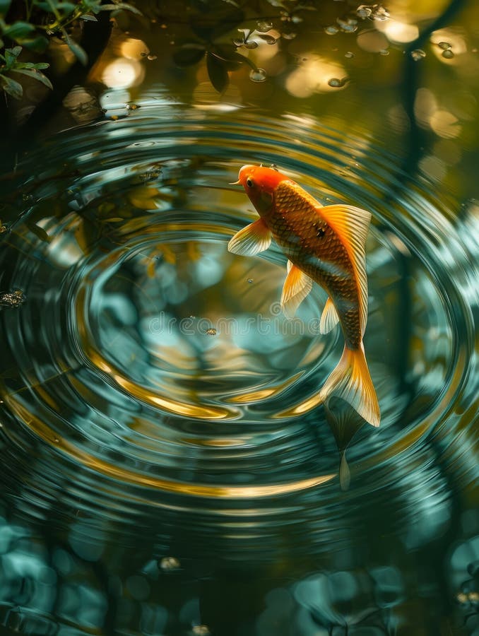 Koi Fish Swimming in a Pond, Creating Ripples in the Water Stock Image ...