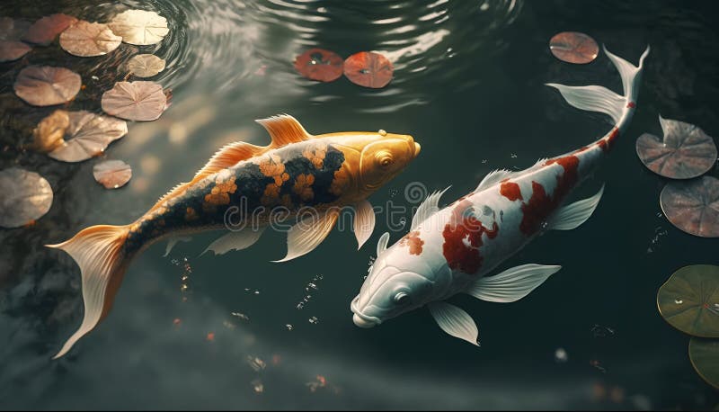 Koi Fish Swimming in the Pond. this is a 3d Render Illustration Stock ...