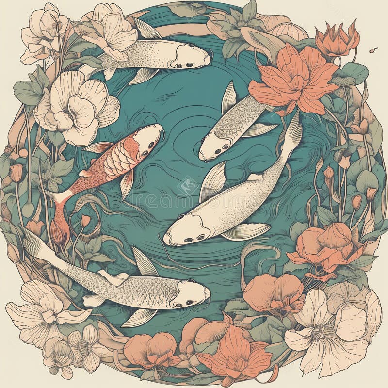 Koi Fish Swimming in a Serene Pond is a Beautiful. Generative Ai Stock ...
