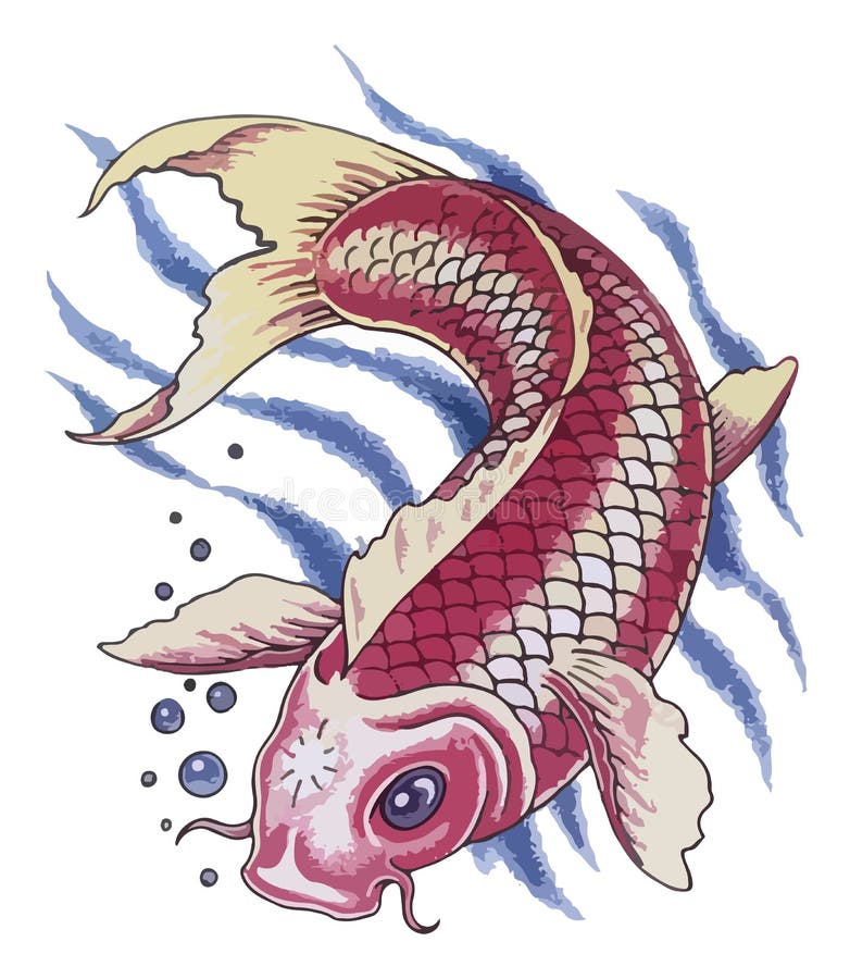 Koi Fish Tattoo Flash Set. Set of Labels and Elements. Vector Set ...