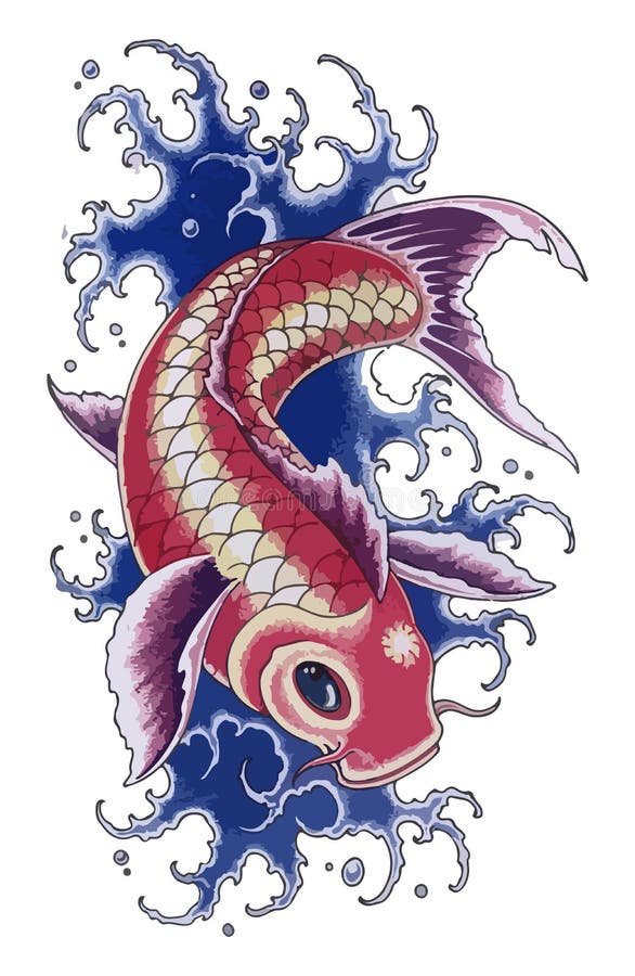 Koi Fish Tattoo Flash Set. Set of Labels and Elements. Vector Set ...