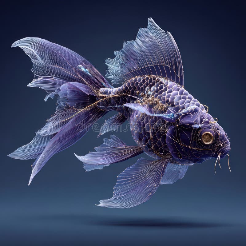 Koi Fish Trailing Quantum Strings through Dark Glitch Ripples Stock ...