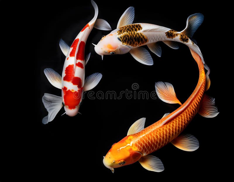 Koi Fish Trio Aquatic Illustration Stock Illustration - Illustration of ...