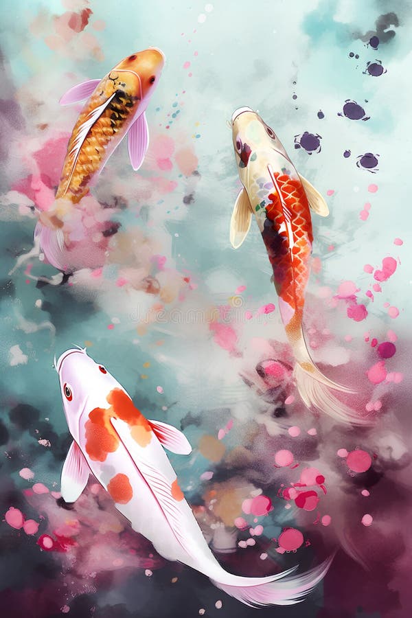 Koi Fish in Watercolor Style. Colorful Koi Fish Stock Illustration ...