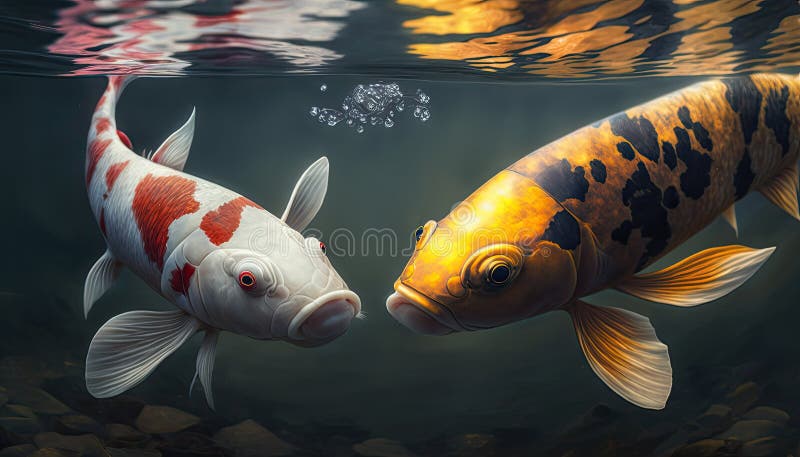 Koi Fishes Illustration by Generative AI Stock Illustration ...