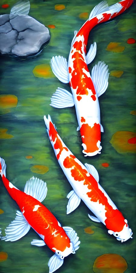 Koi Journey: Evocative Digital Fish Art Exhibition Stock Illustration ...