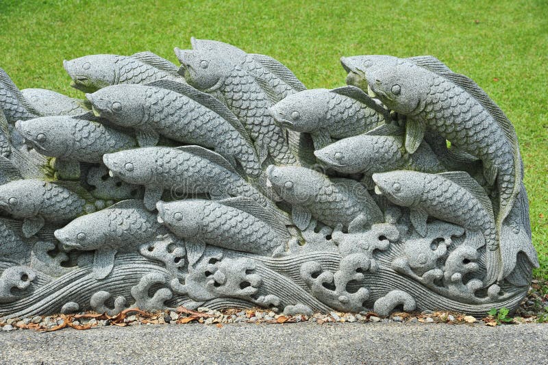 Koi Stone Carving stock image. Image of multiple, culture - 25403591