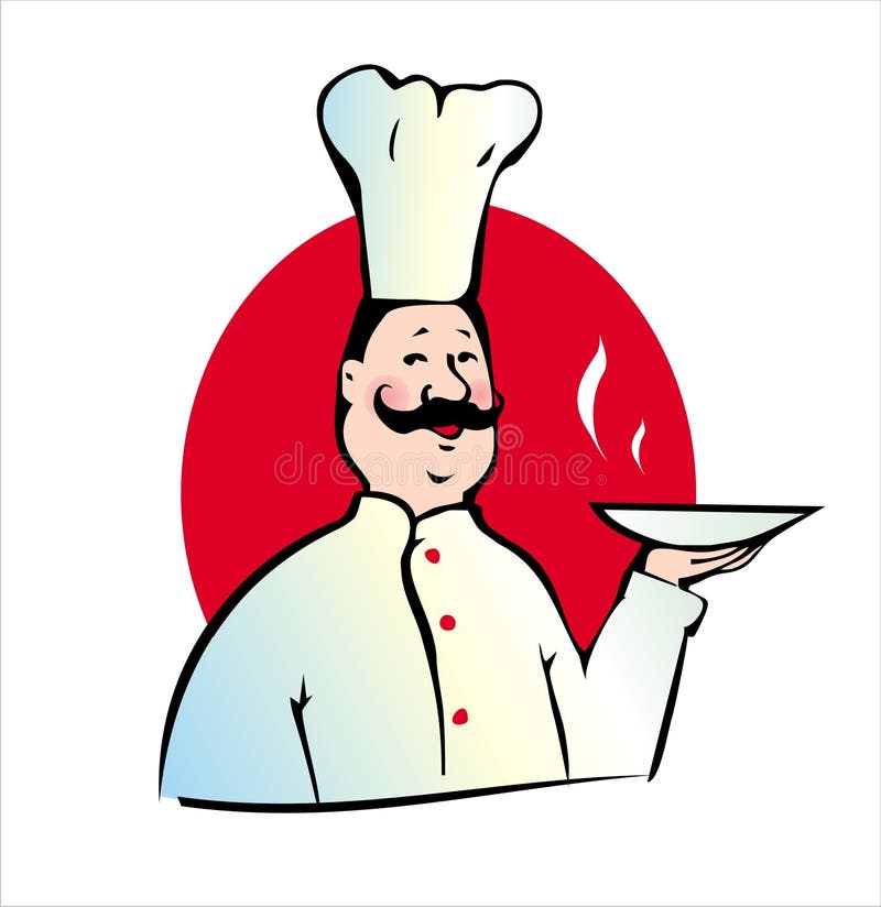 Kok met plaat vector illustratie. Illustration of vector - 10068425