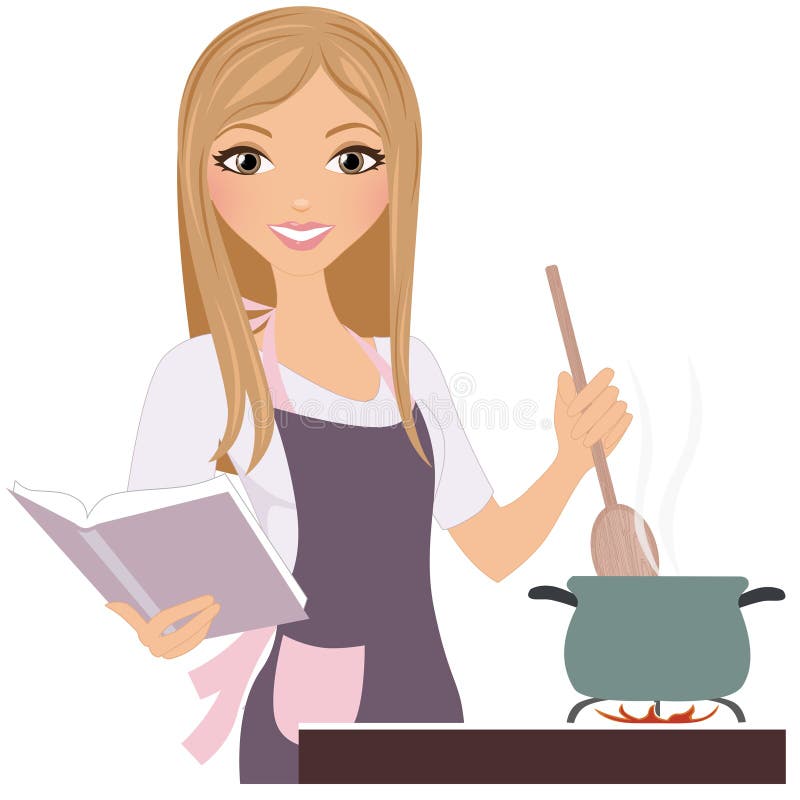 Kokende vrouw stock illustratie. Illustration of boek - 43597878
