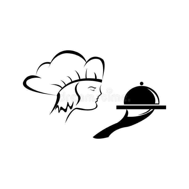 Chef Logo Illustration of Cooking Utensils, Serving Bowl Vector Design ...