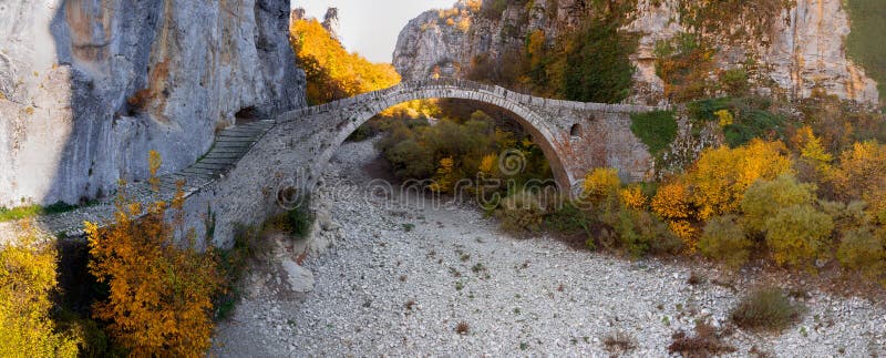 Kokkorou Ancient Old Arch Bridge in Mountains of Epirus in Greece Stock ...