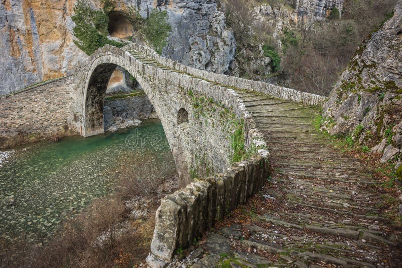Kokoris Stone Bridge, Zagorohoria, Greece Stock Image - Image of spring ...