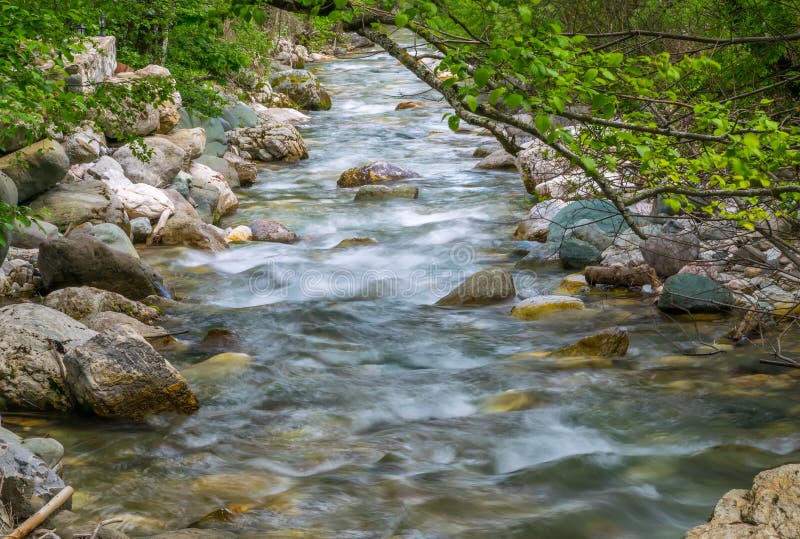 Kolasinskaya River Flows through the City with a Rapid Flow. Stock ...