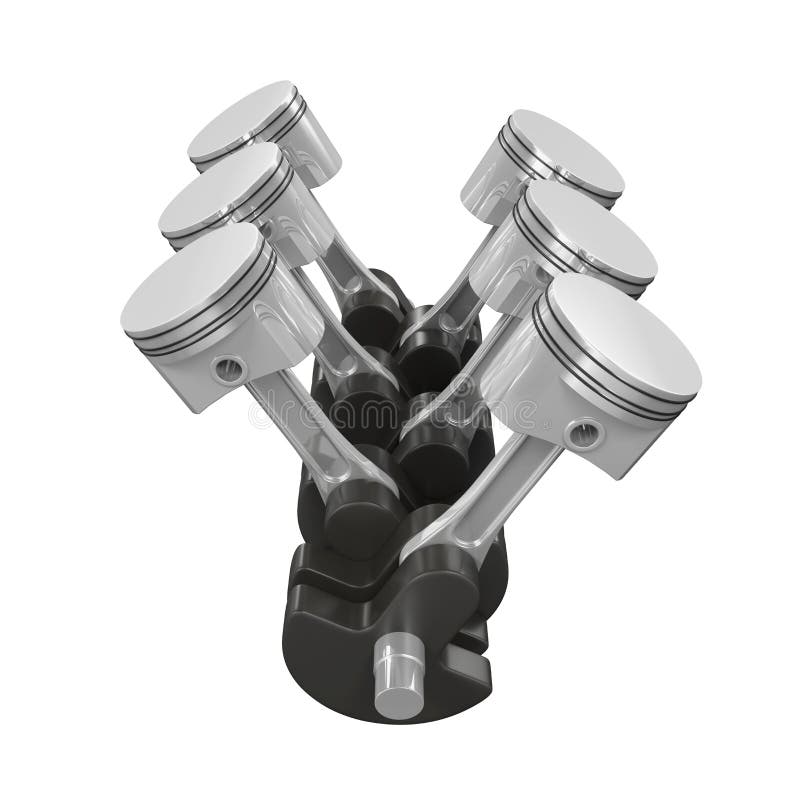 Kolben der Maschine V6 stock abbildung. Illustration von maschinerie ...