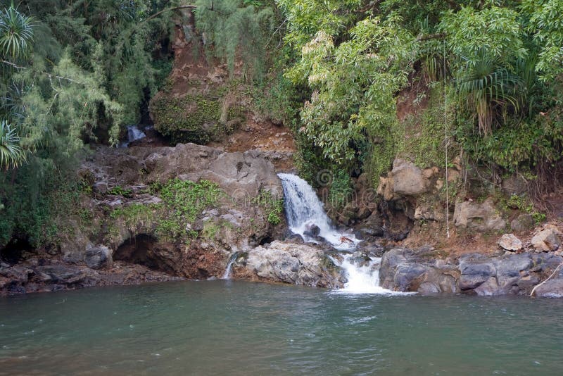Kolekole Beach Park Waterfall, Hawaii Stock Photo - Image of rope ...